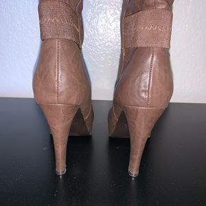 Gomax | Shoes | Gomax At The Knee Brown Heeled Boots | Poshmark